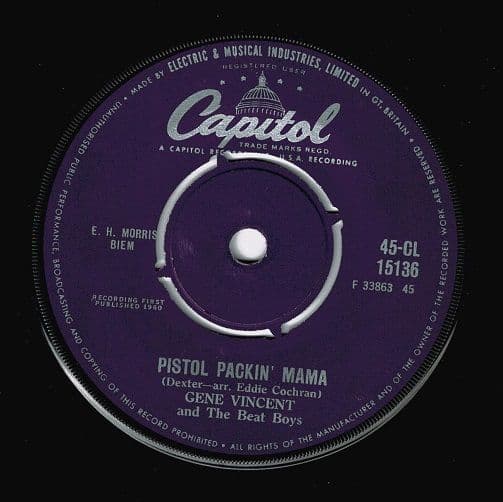 GENE VINCENT Pistol Packin Mama Vinyl Record 7 Inch Capitol 1960